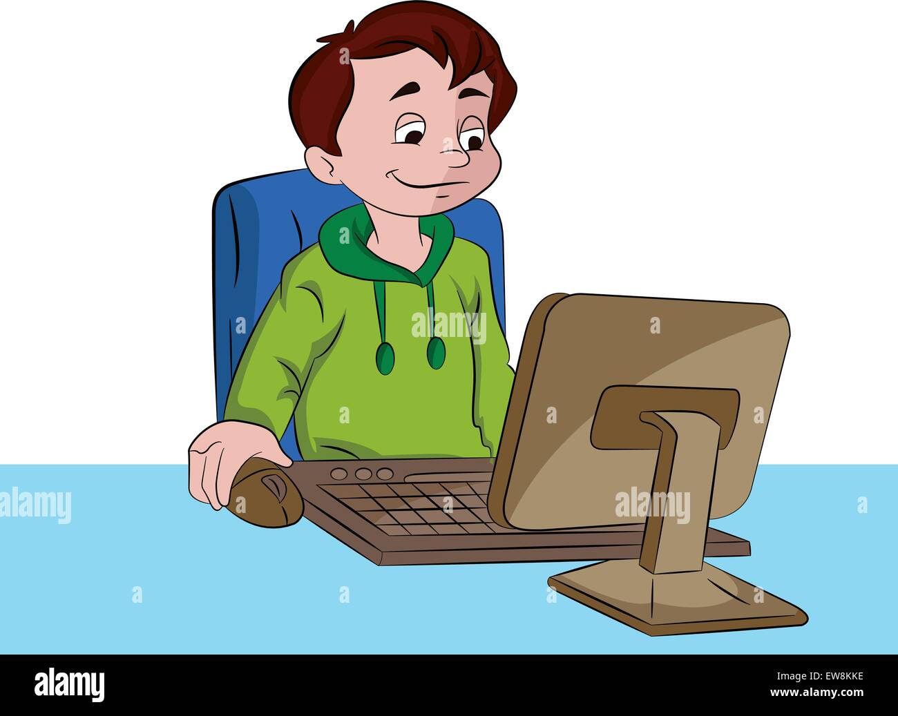Boy Using Pc Stock Vector Images - Alamy