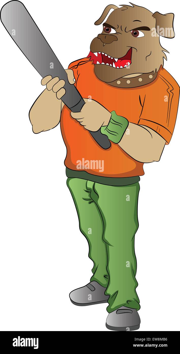 Humanoid Dog with a Baseball Bat, vector illustration Stock Vector ...