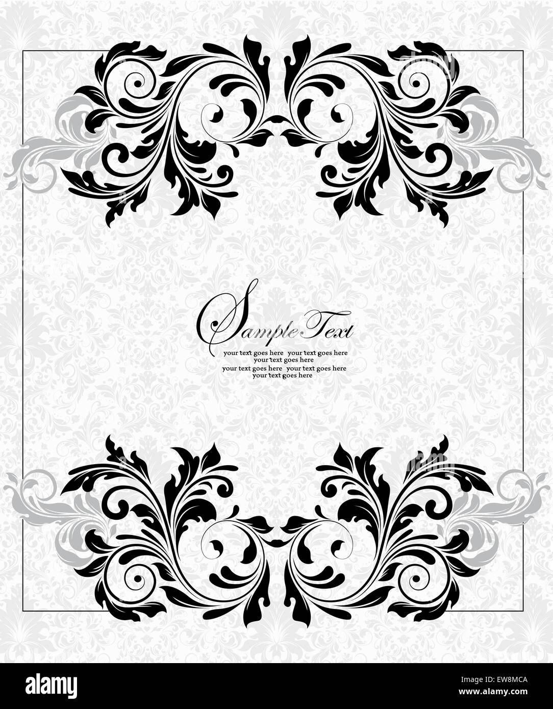 Vintage invitation card with ornate elegant abstract floral design ...