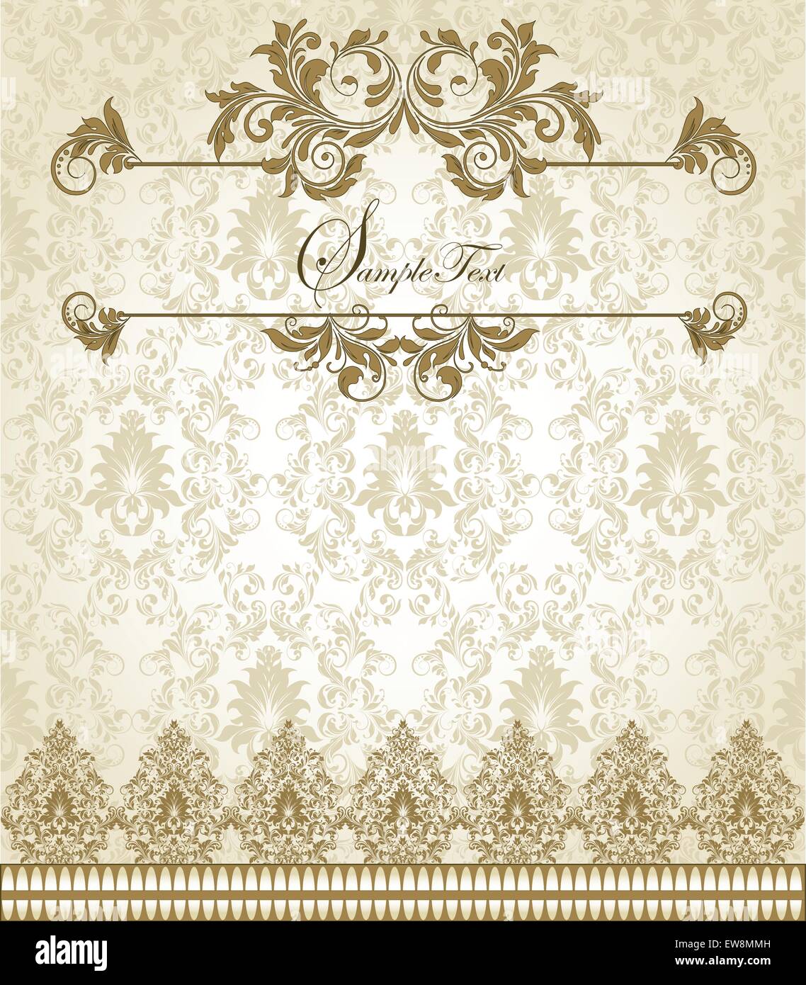 Vintage invitation card with ornate elegant abstract floral design ...