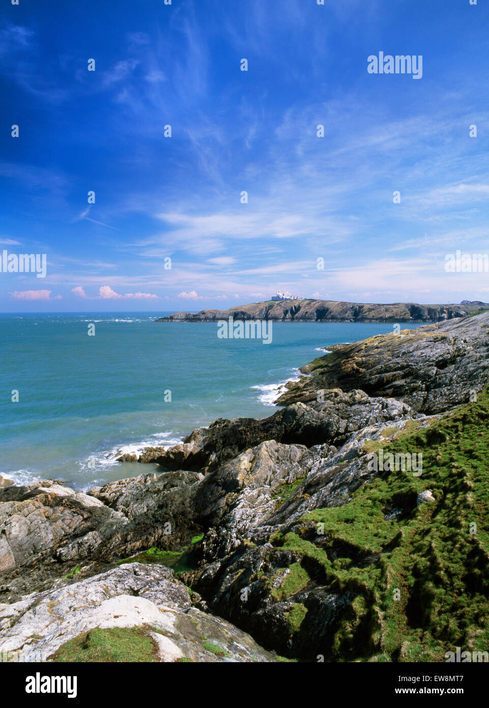 Lighthouse & pilot station on Point Lynas promontory projecting into ...