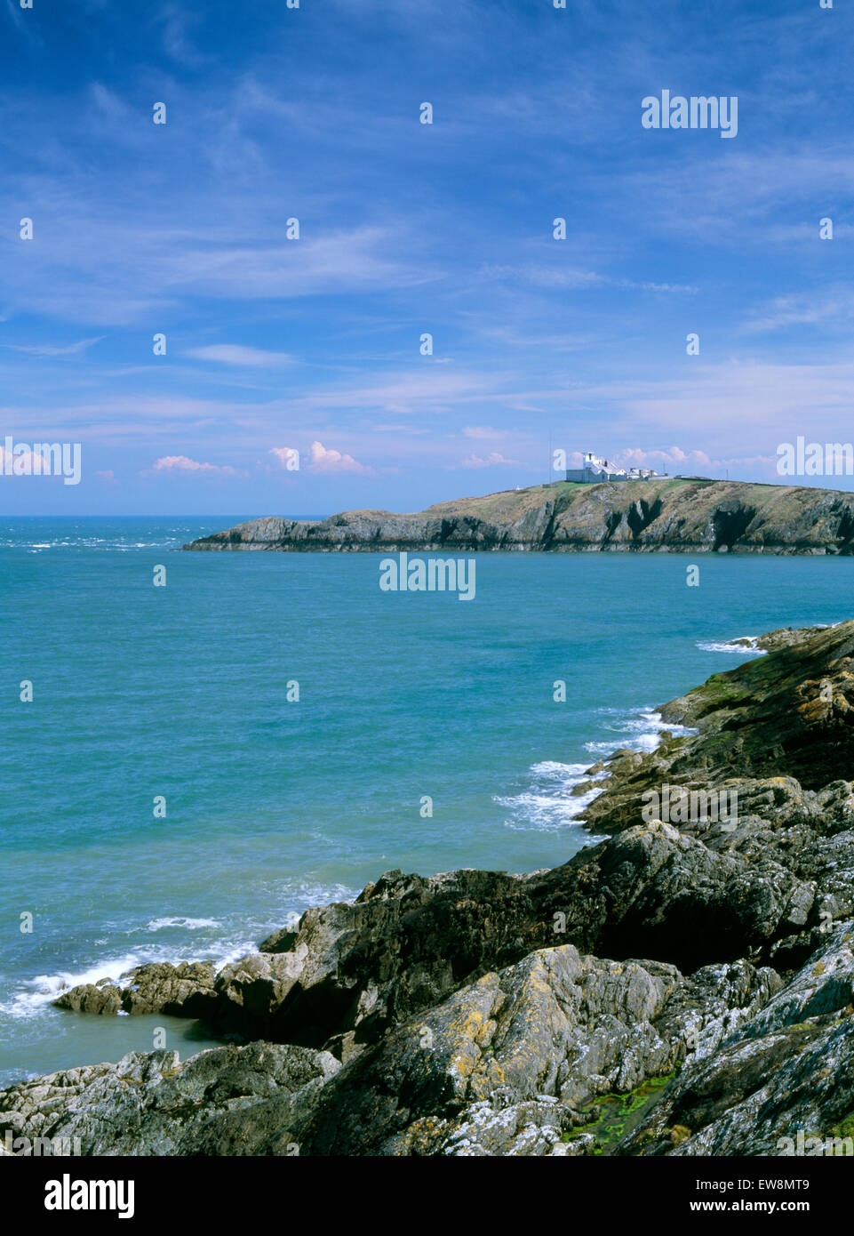 Lighthouse & pilot station on Point Lynas promontory projecting into ...