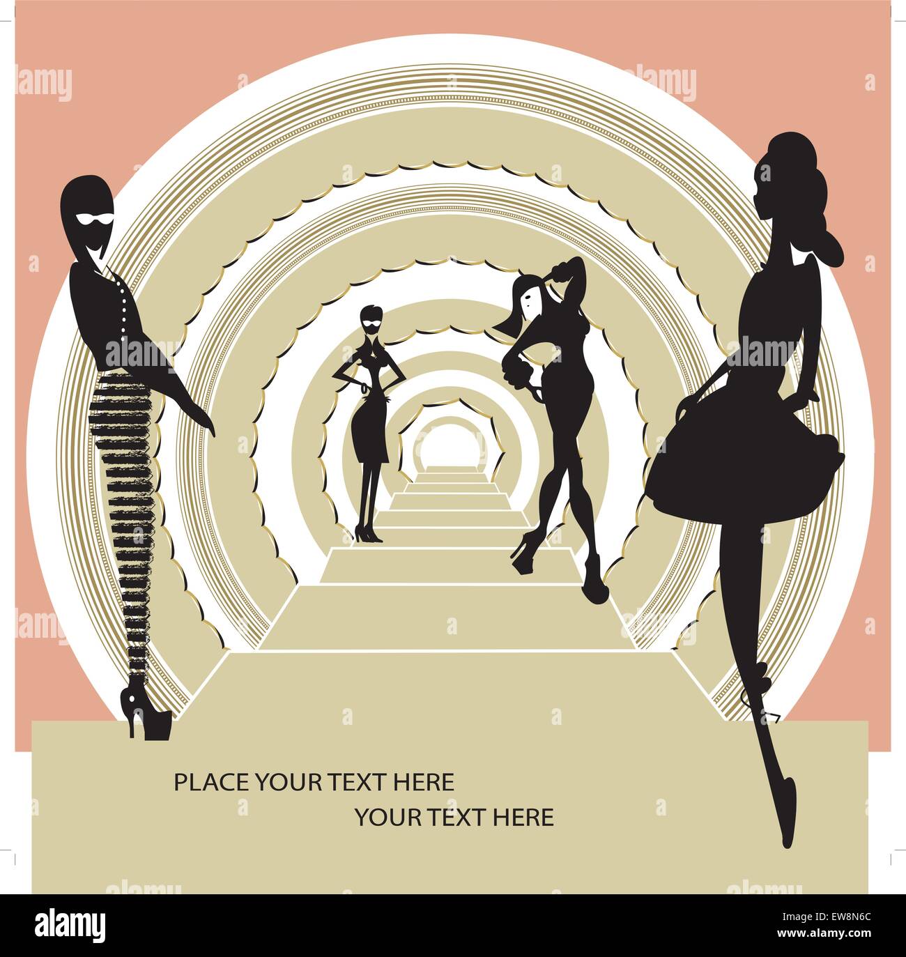 Illustration with four girls Stock Vector Image & Art - Alamy