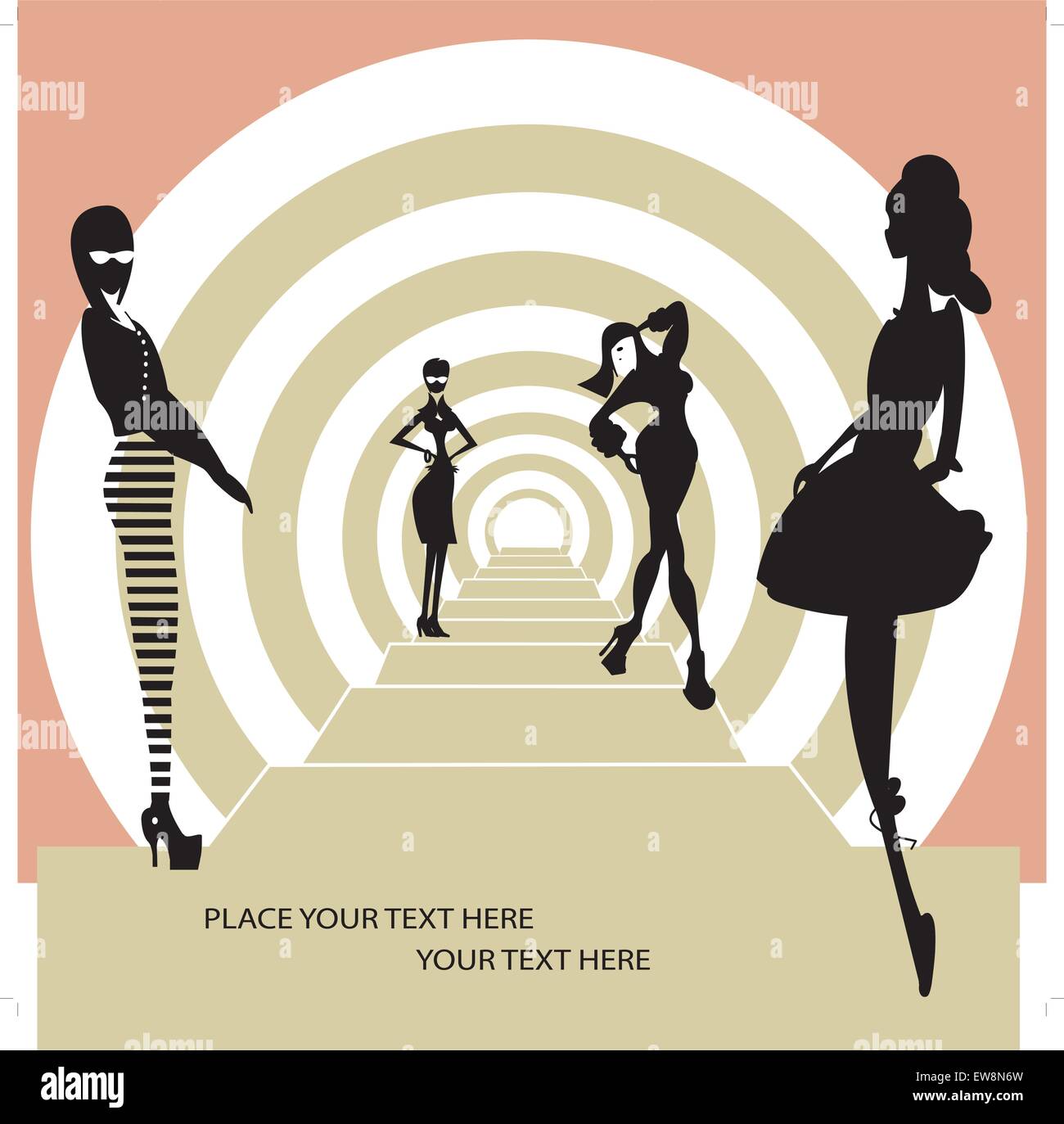 Illustration with four girls Stock Vector Image & Art - Alamy