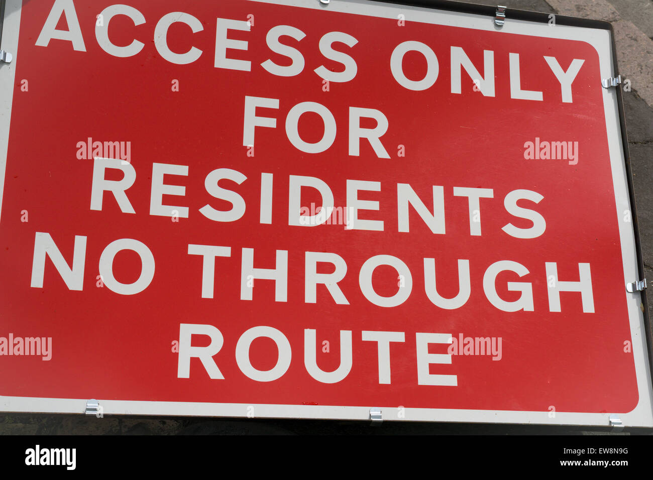 Conceptual image of a tilted traffic sign 'Access For Residents No ...