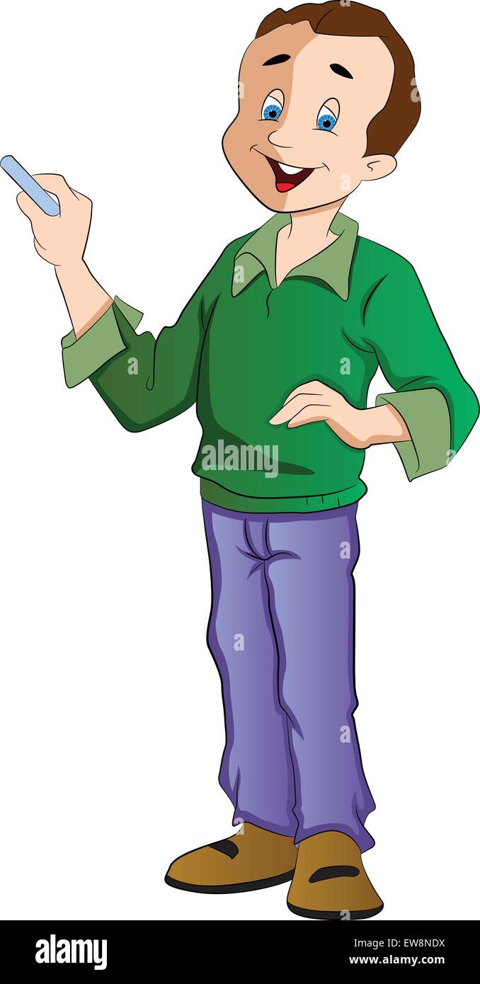 Teacher Holding a Chalk, vector illustration Stock Vector Image & Art ...