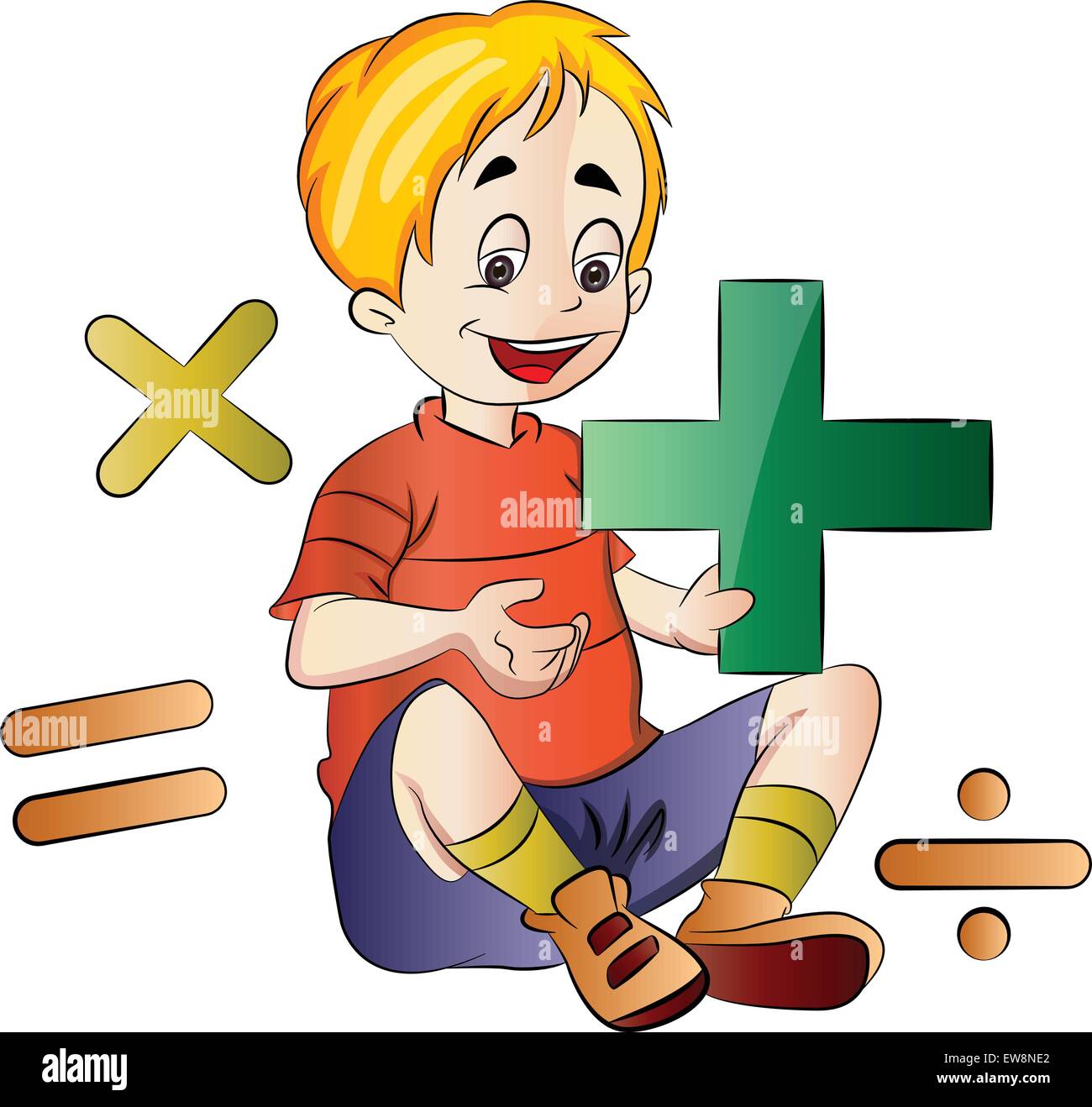 Boy Learning Math, vector illustration Stock Vector Image & Art - Alamy
