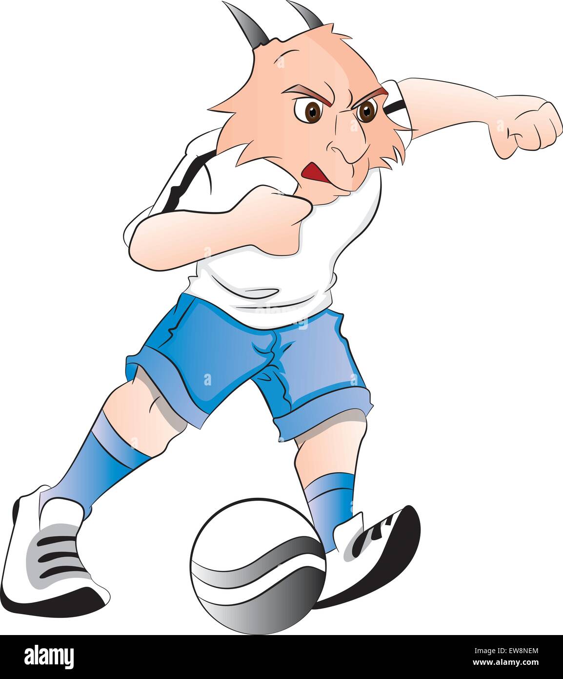Vector illustration of aggressive goat mascot playing with ball Stock ...