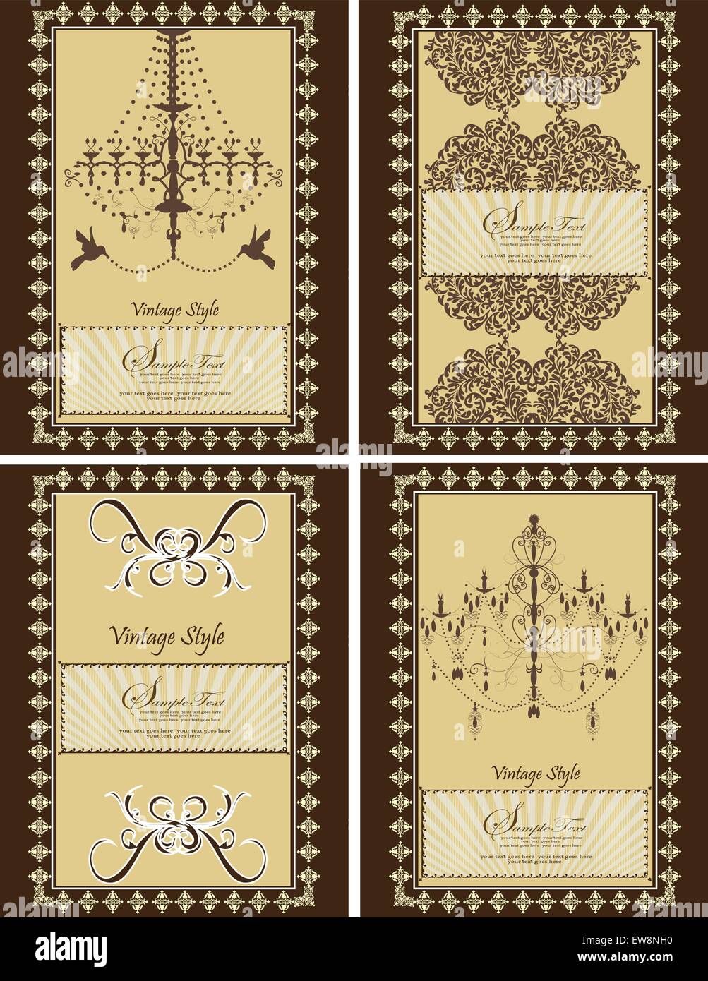 Set of four vintage brown cards Stock Vector Image & Art - Alamy