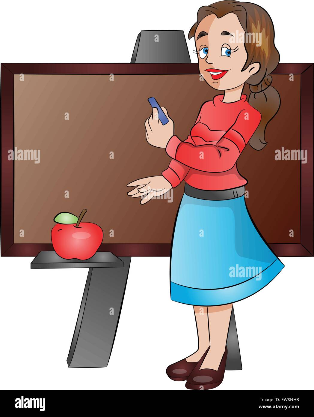 Lady Teacher Using a Chalk Board, vector illustration Stock Vector ...
