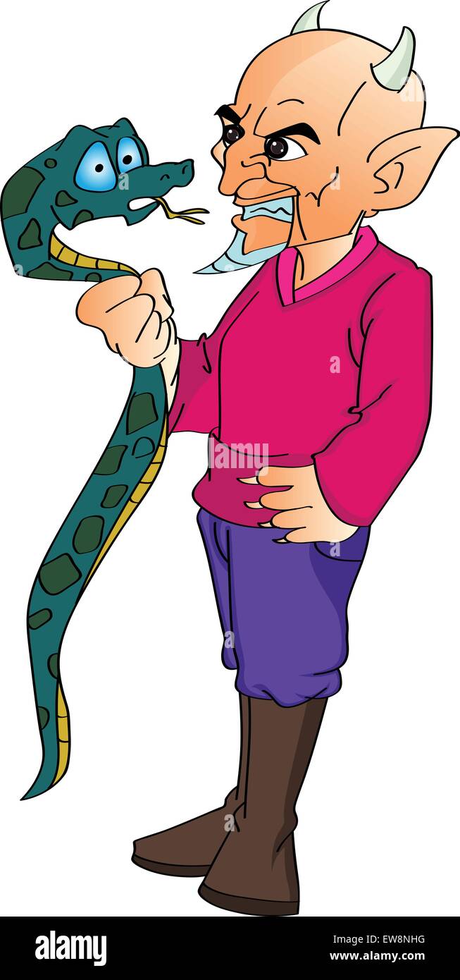 Devil Grabbing a Snake, vector illustration Stock Vector Image & Art ...