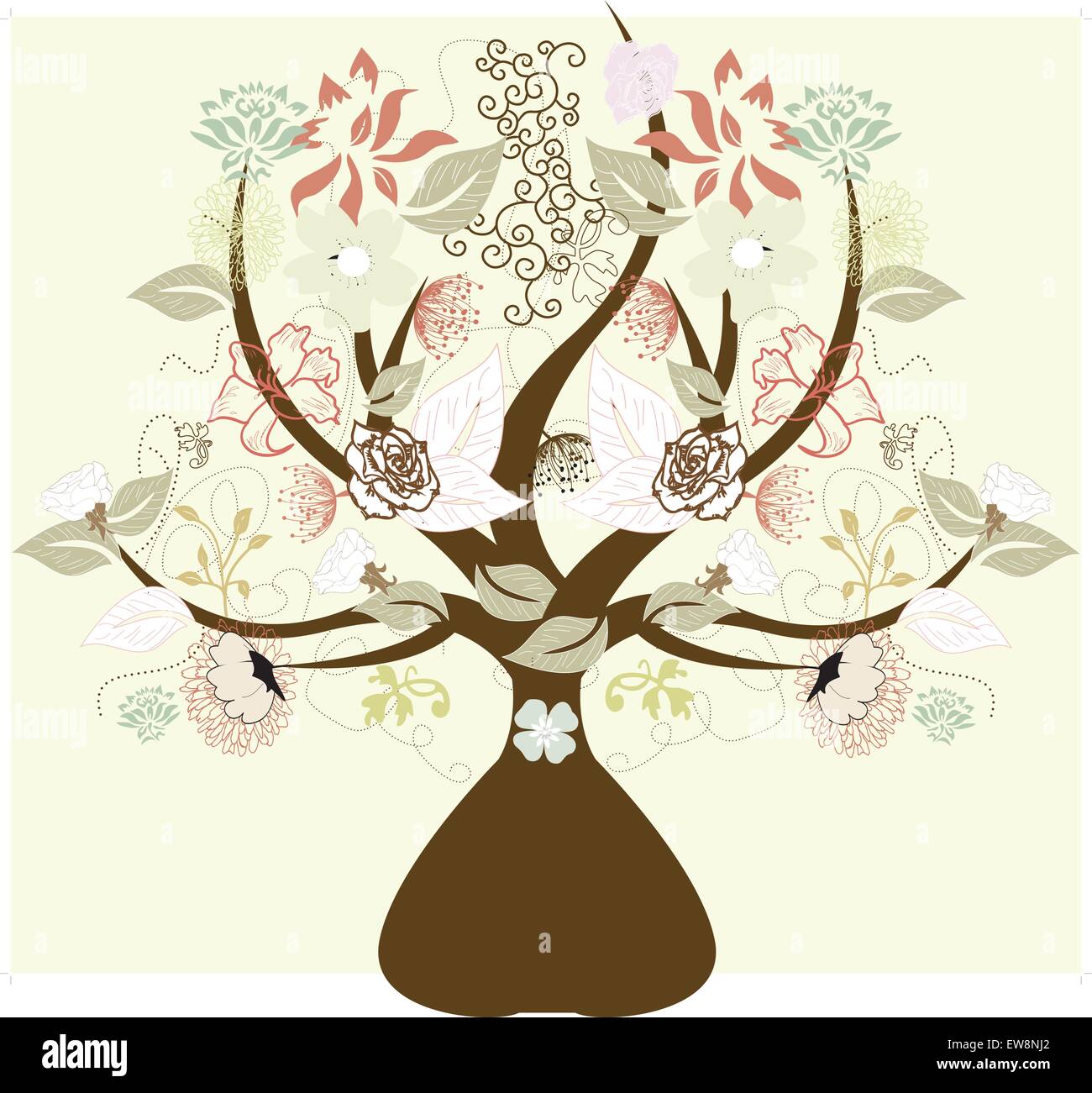 Abstract tree with flowers, symbol of nature Stock Vector Image & Art ...