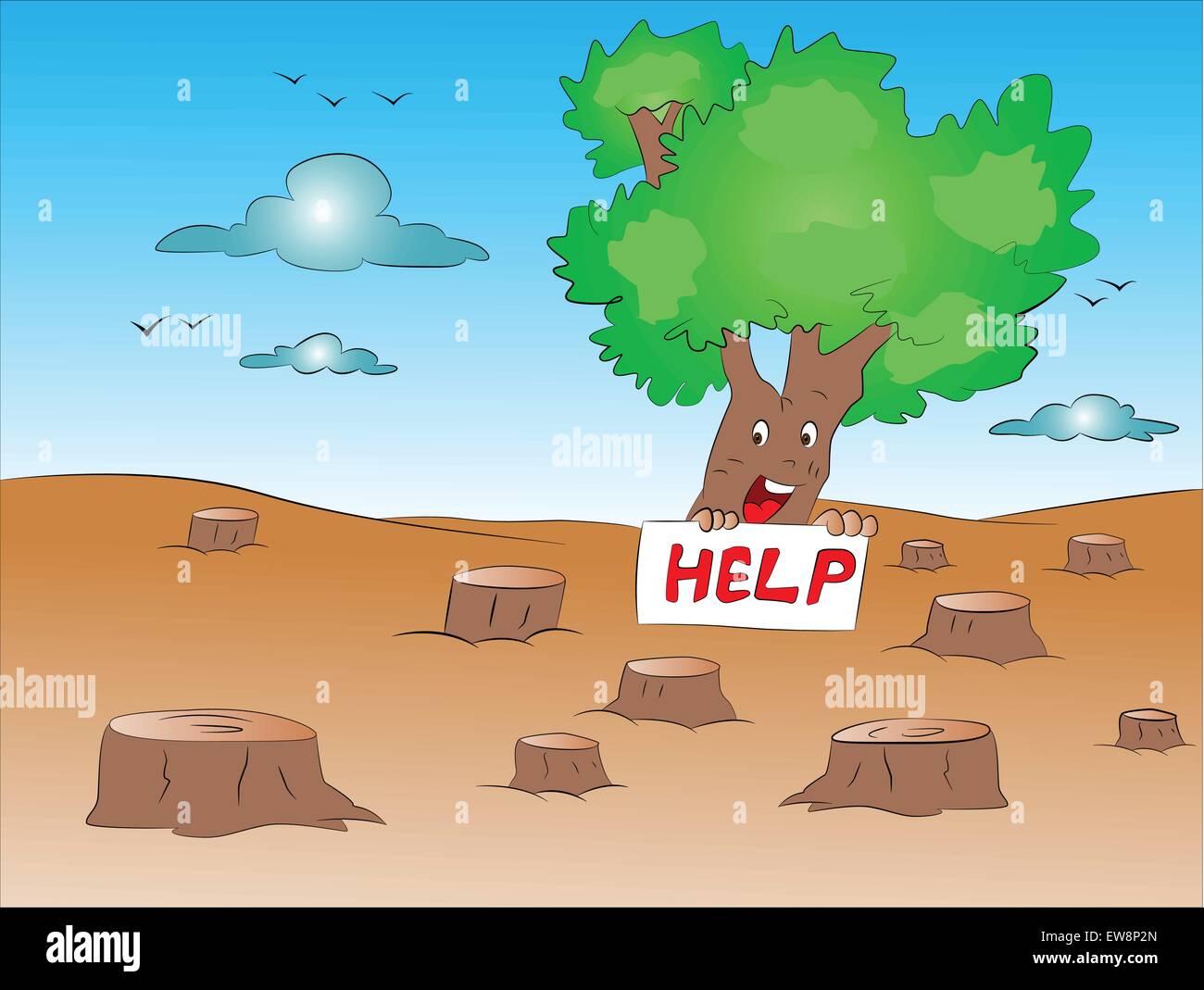 Vector illustration of loan tree with help sign in forest Stock Vector ...