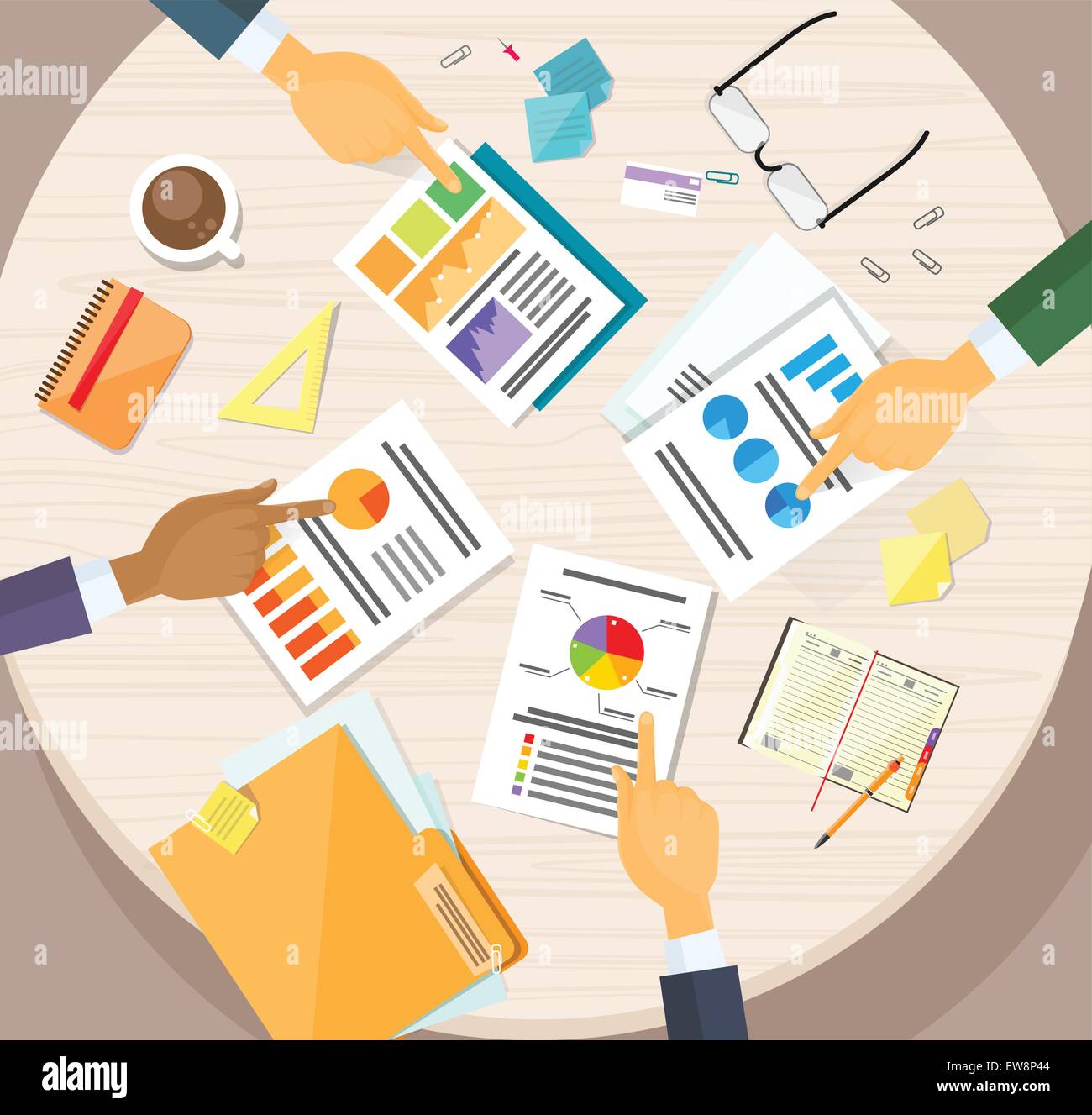 Hands Point Finger Business Graph Charts Diagram, Businessmen Stock ...