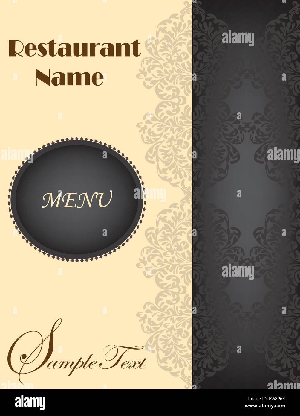 Vintage restaurant menu with ornate elegant retro abstract floral ...
