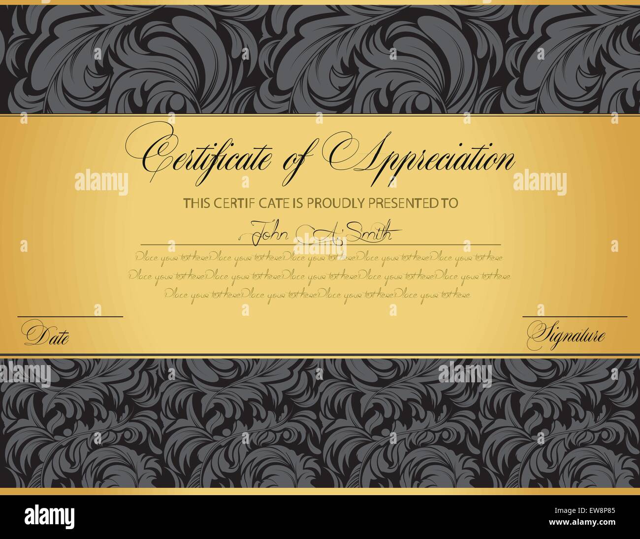 Vintage certificate of appreciation with ornate elegant retro abstract ...