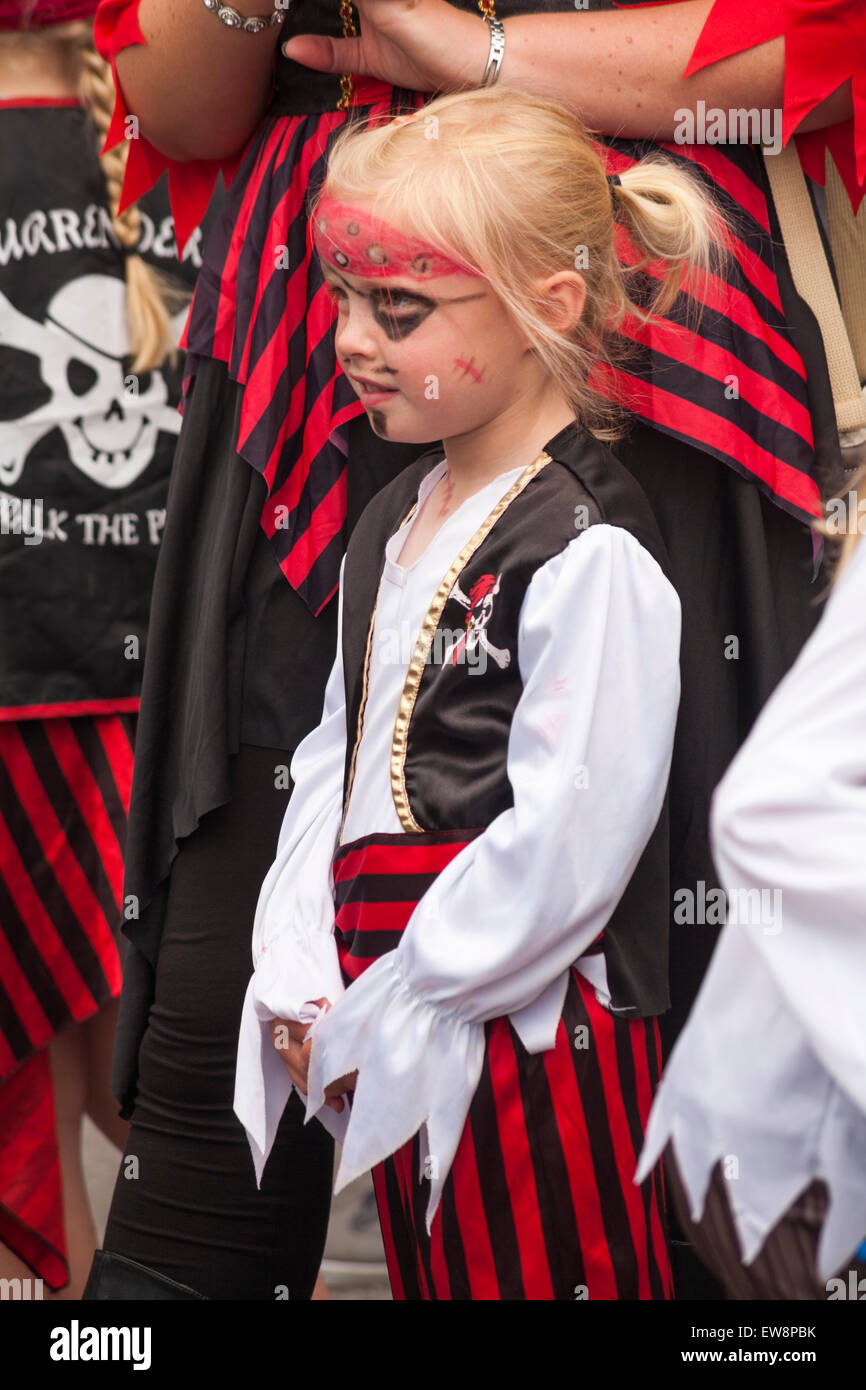 Young girl dressed as pirate at.Harry Paye Day, Poole in June Credit ...