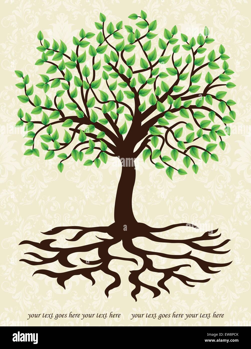 Vintage invitation card with ornate elegant retro abstract floral tree ...