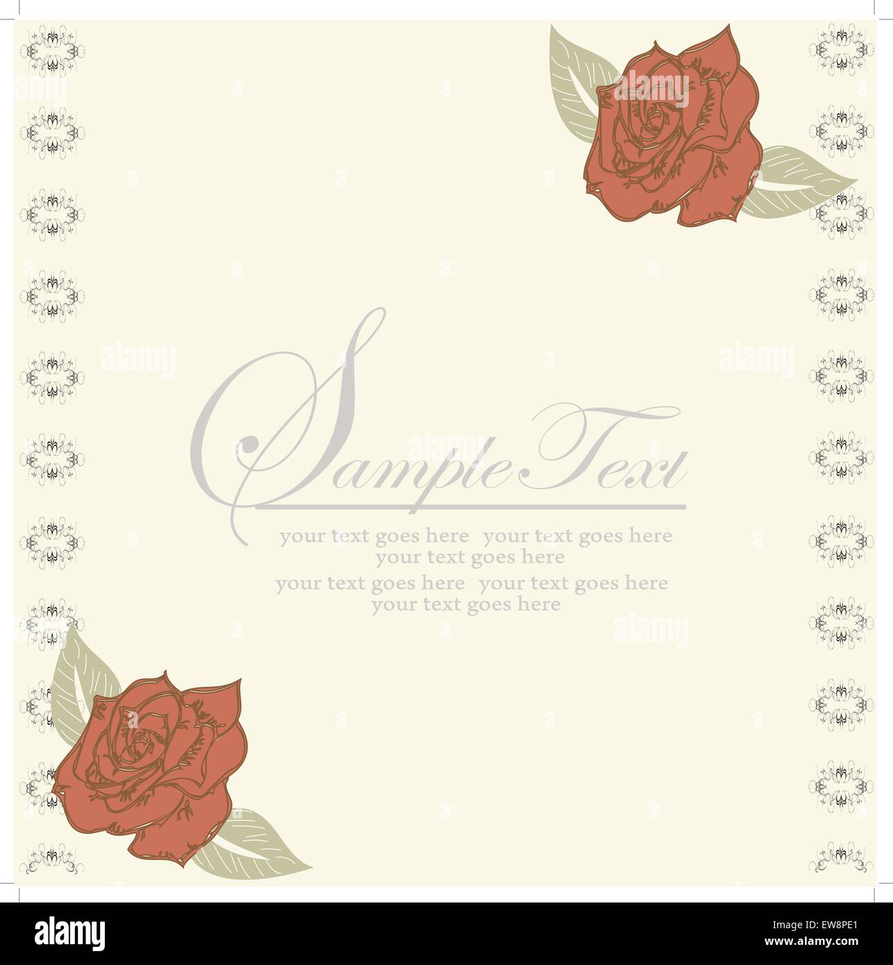 Delicate vintage frame rose Stock Vector Images - Alamy
