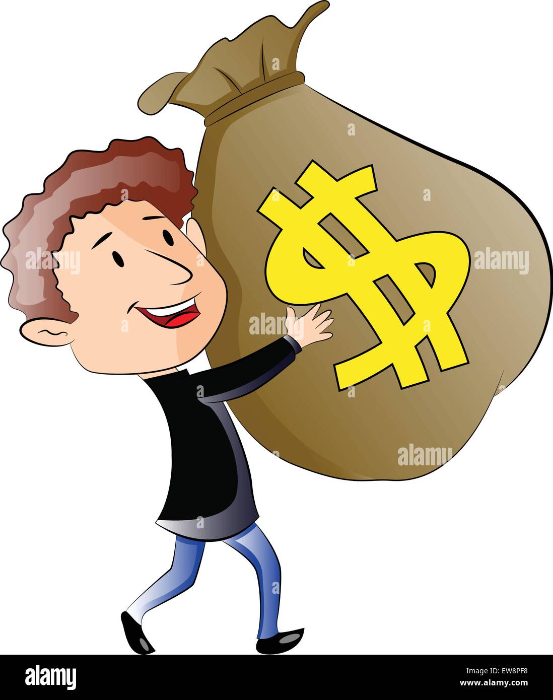 Man carrying money bag drawing hi-res stock photography and images - Alamy