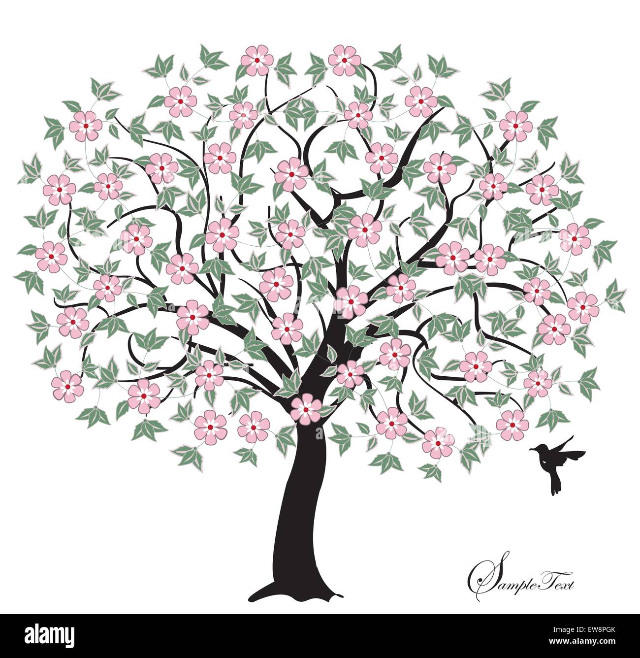 Pink flowers wood background Stock Vector Images - Alamy