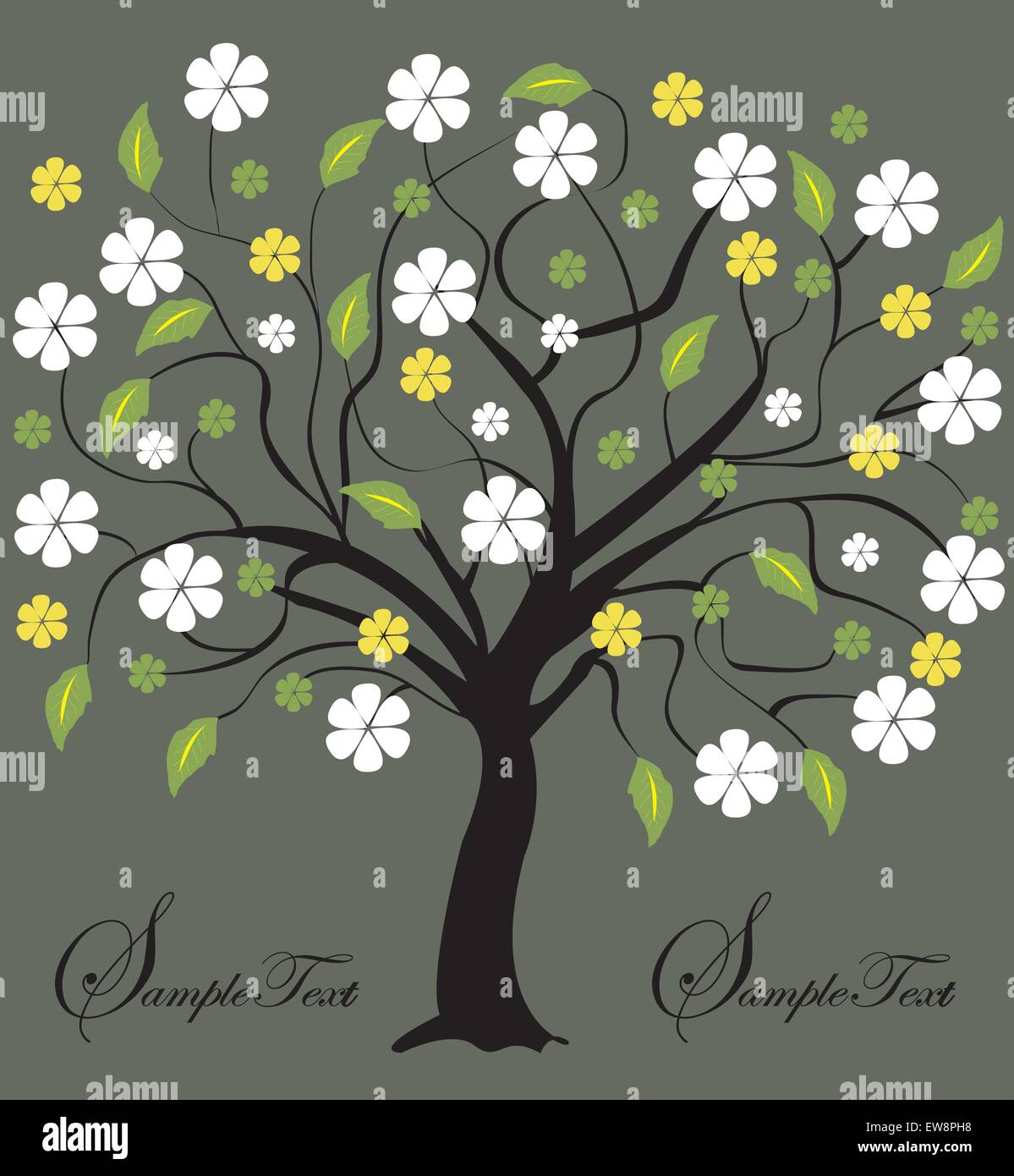 Tree with flowers Stock Vector Image & Art - Alamy