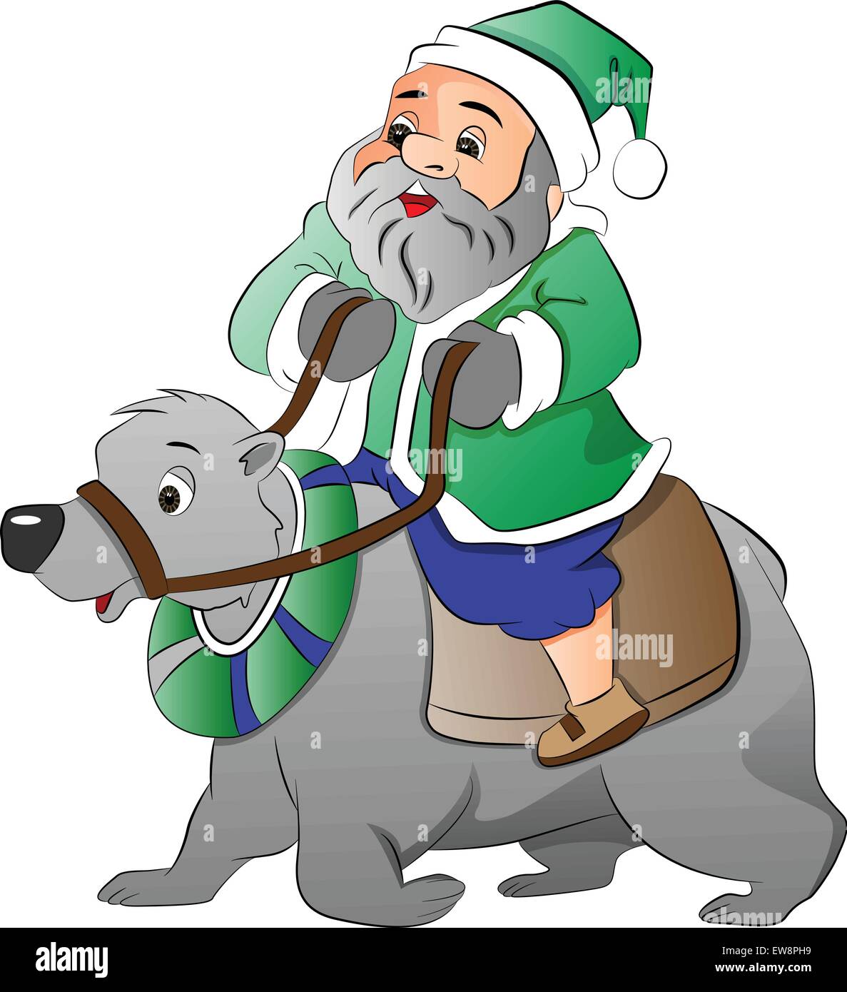 Old Man Riding a Polar Bear, vector illustration Stock Vector Image ...