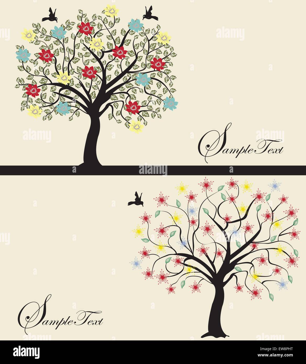 Set of abstract tree silhouettes, symbols of nature Stock Vector Image ...