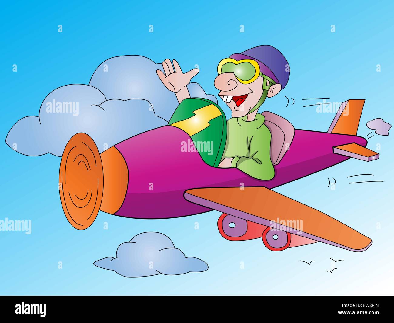 Man Flying an Airplane, vector illustration Stock Vector Image & Art ...