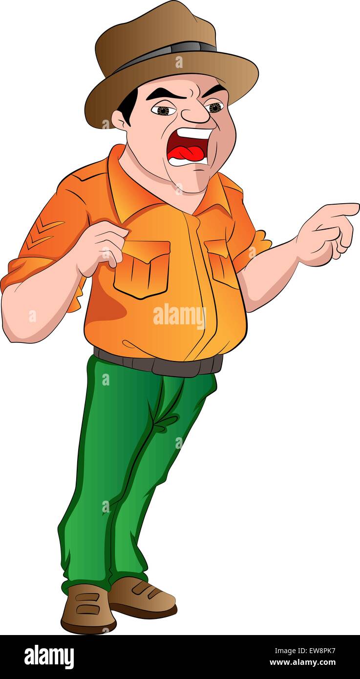 Angry Sergeant Shouting Orders, vector illustration Stock Vector Image ...