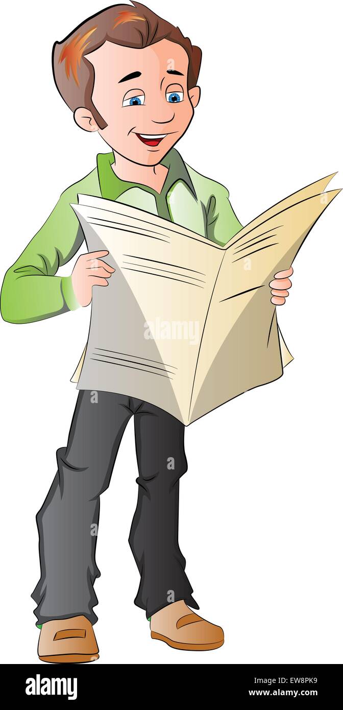 Man Reading Newspaper Clip Art