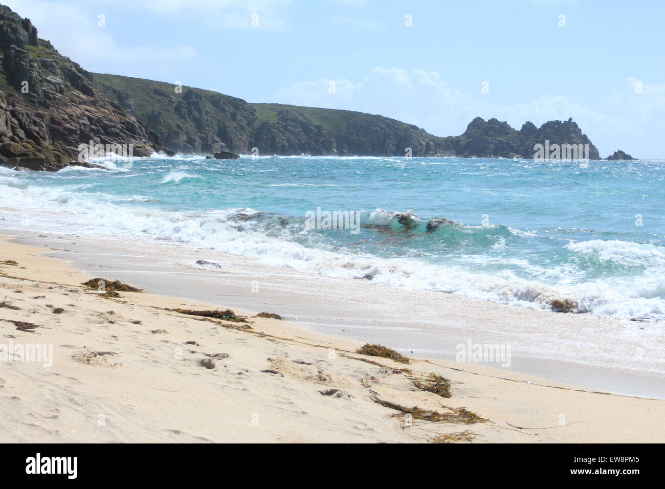 Cornwall beach, golden sands and blue sea Stock Photo - Alamy