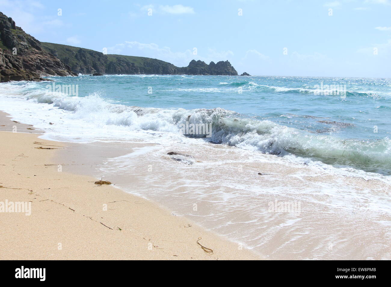 Cornwall beach, golden sands and blue sea Stock Photo - Alamy