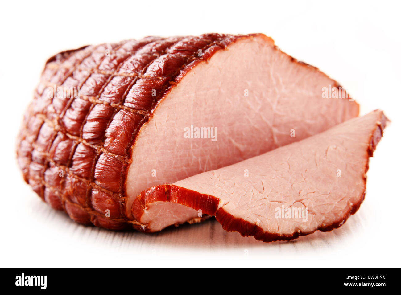 Piece of ham isolated on white background. Meatworks product Stock ...