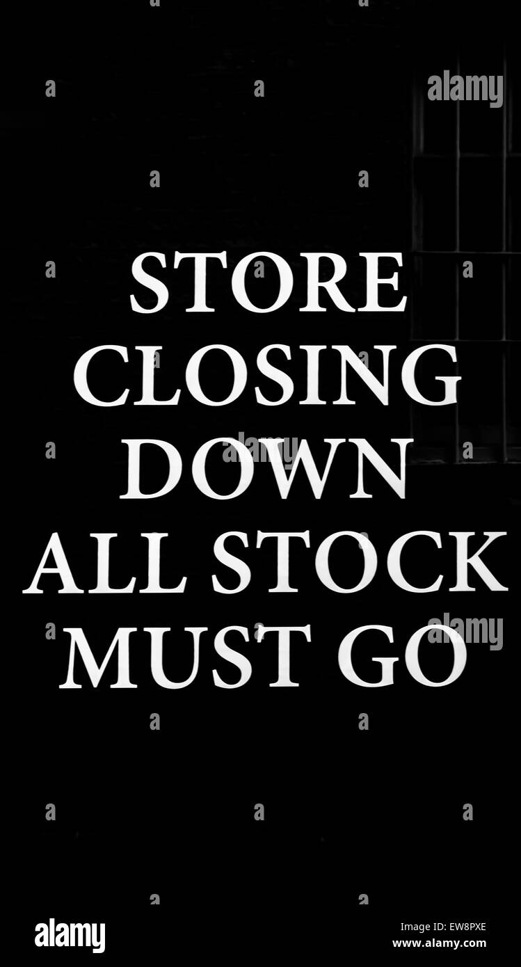Store Closing down sign metaphoric image in black and white Stock Photo ...