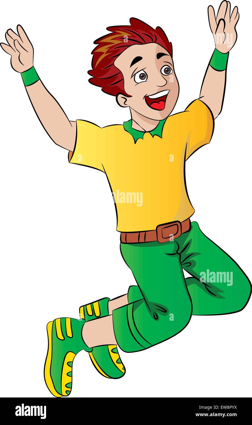 Young Man Celebrating Victory, vector illustration Stock Vector Image ...