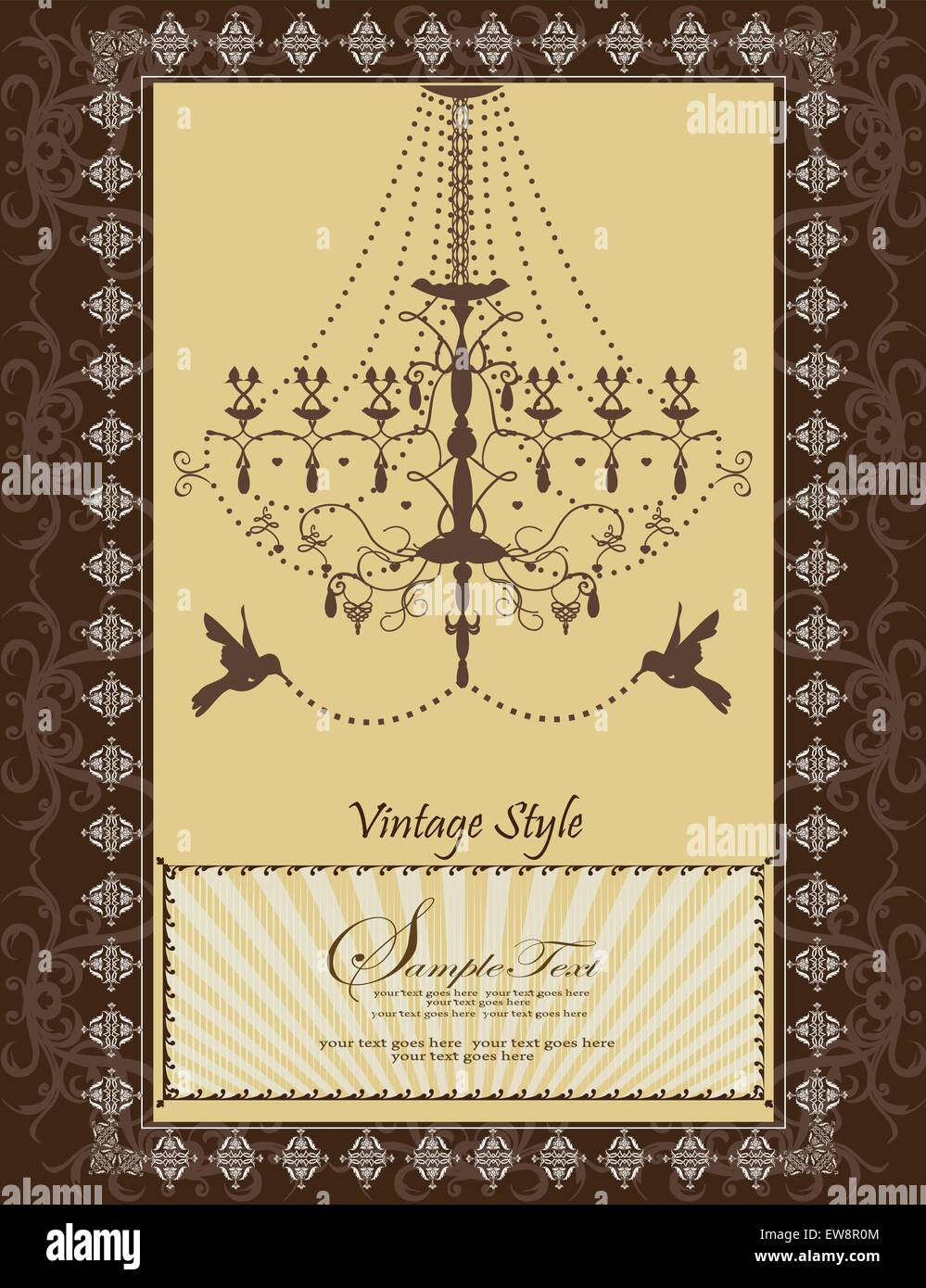Vector vintage wedding card design with chandelier Stock Vector Image ...