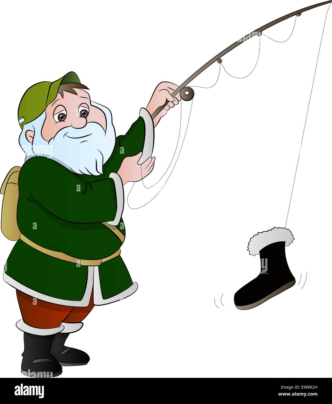 Man Fishing and Catching a Boot, vector illustration Stock Vector Image ...