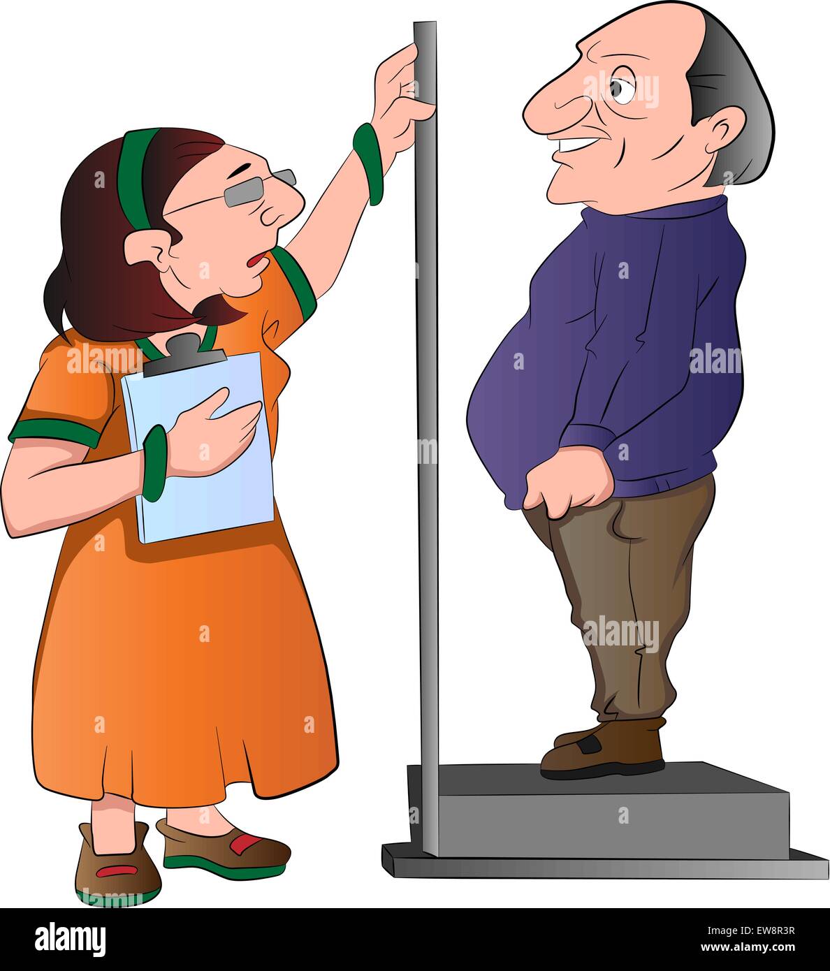 Nurse measuring height Stock Vector Images - Alamy