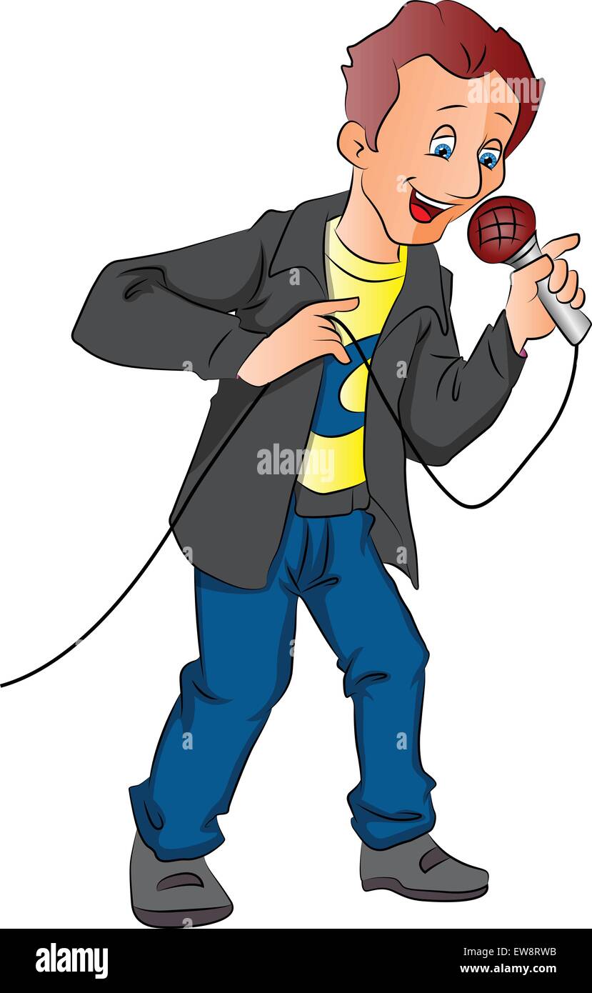 Man Holding a Microphone, vector illustration Stock Vector Image & Art ...