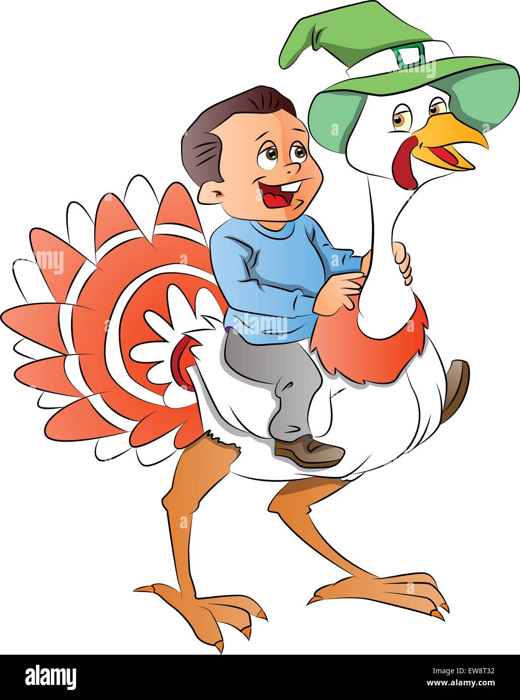 Boy Riding a Turkey, vector illustration Stock Vector Image & Art - Alamy