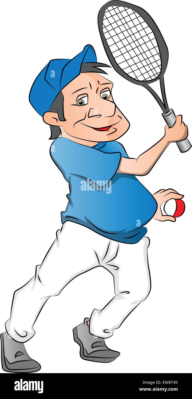 Vector illustration of tennis player holding a racket and ball ...