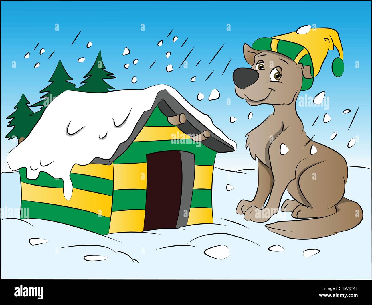 Dog in Winter, vector illustration Stock Vector Image & Art - Alamy