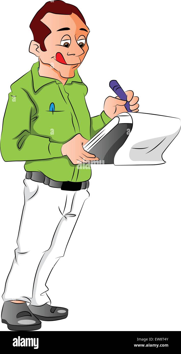 Vector illustration of a man writing in a book Stock Vector Image & Art ...