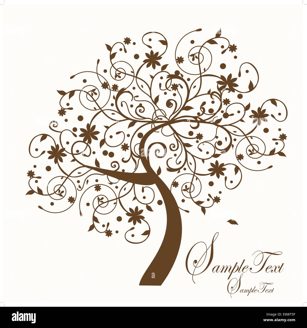 Vintage invitation card with ornate elegant retro floral tree design ...
