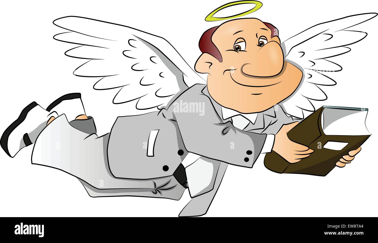 Vector illustration of a corporate angel carrying a file Stock Vector ...