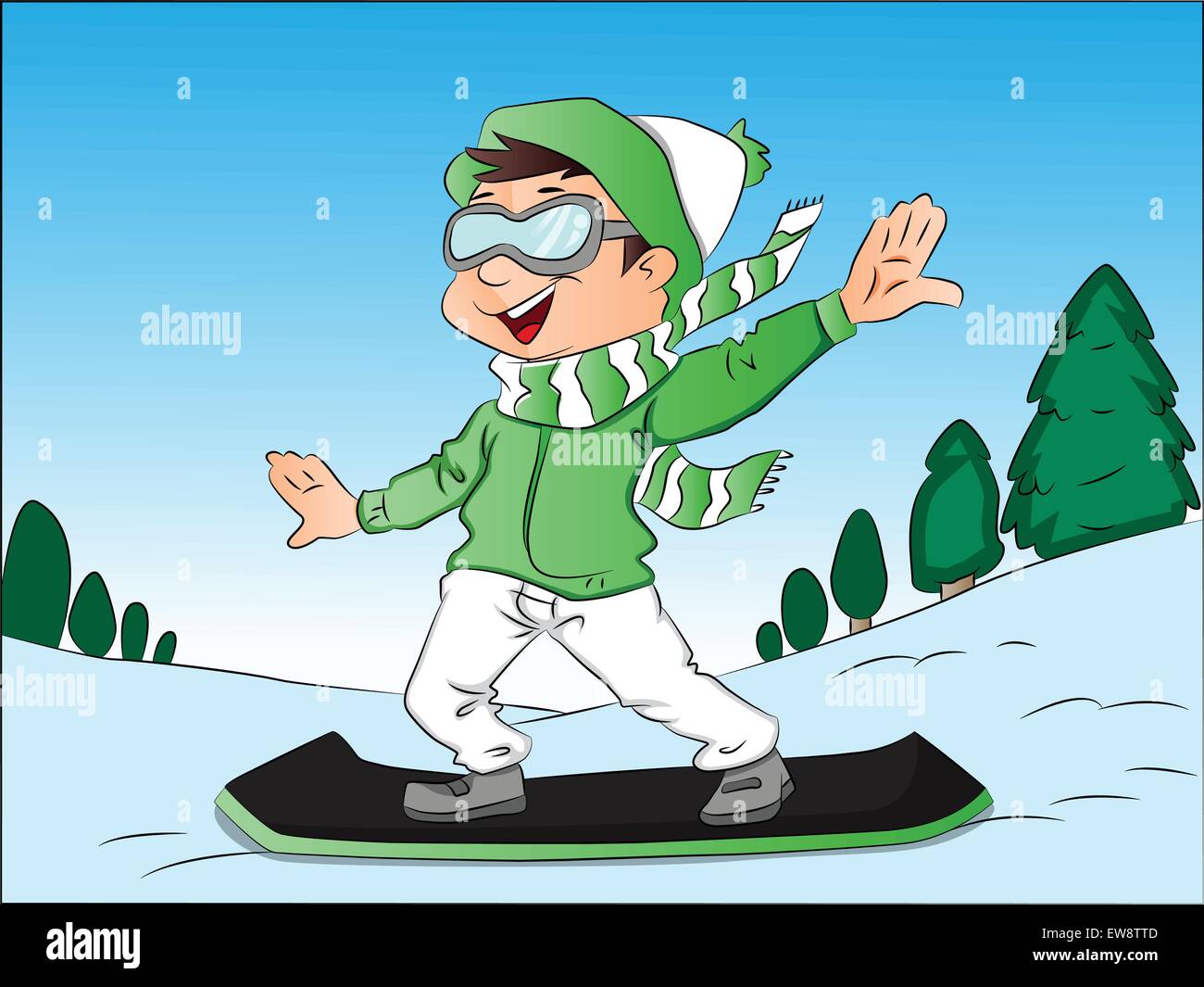 Cartoon Snowboarding Accident