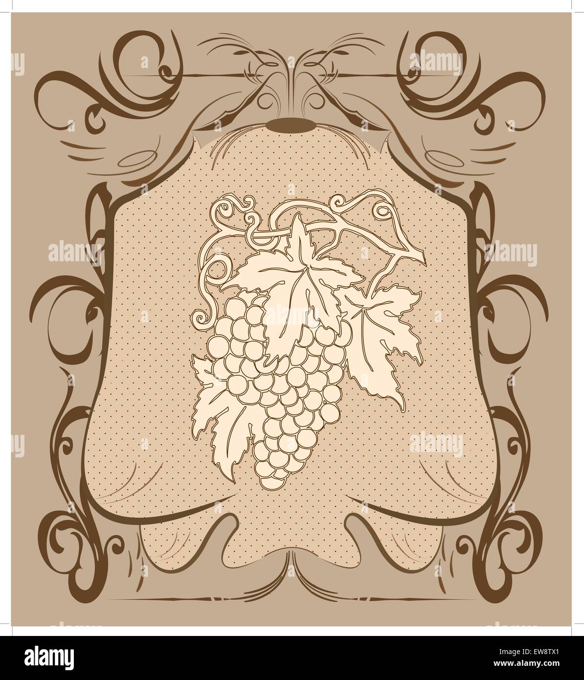 Vintage background with ornate elegant abstract floral grapes design ...