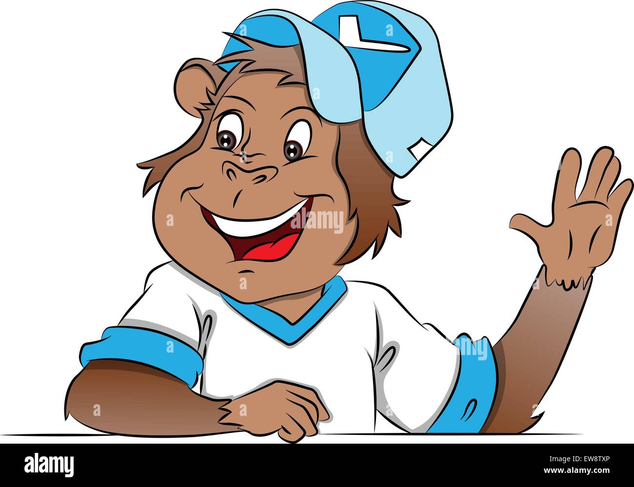 Vector illustration of happy monkey waving Stock Vector Image & Art - Alamy