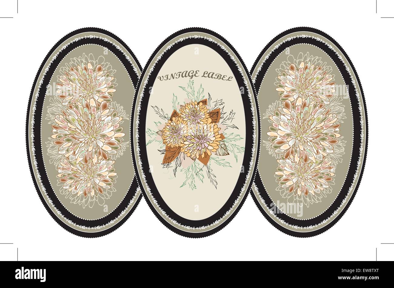 Vintage oblong frames with ornate elegant abstract floral design ...